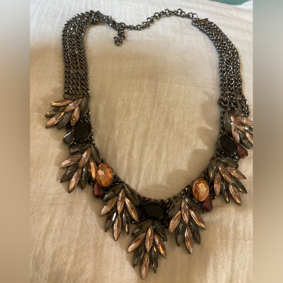 Jewelry | Gun Metal Statement Jeweled Necklace | Poshmark